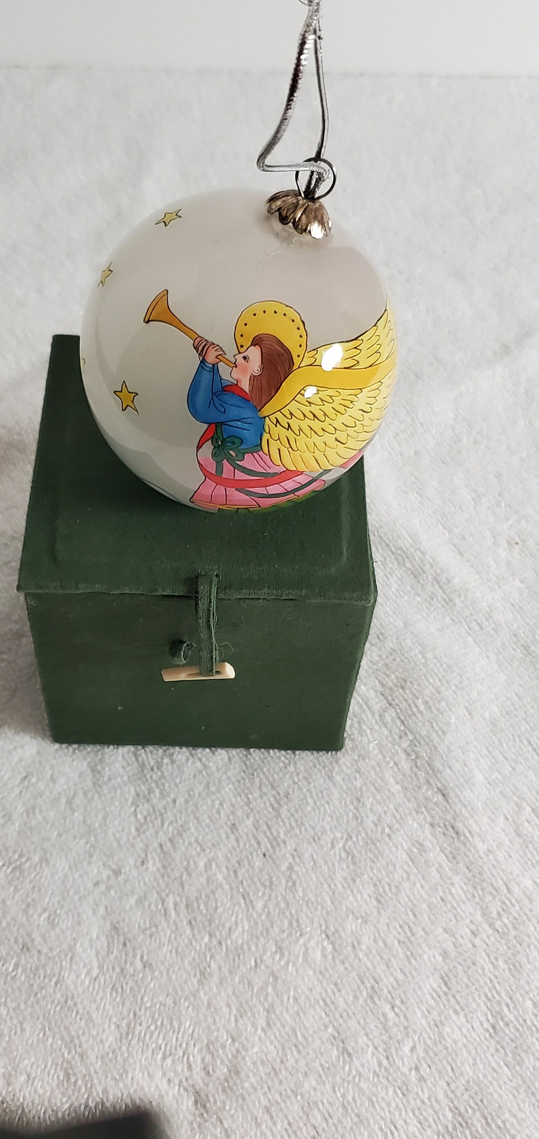 Vintage Chase Glass Reverse Painted Ball Christmas Ornament, Angel ...