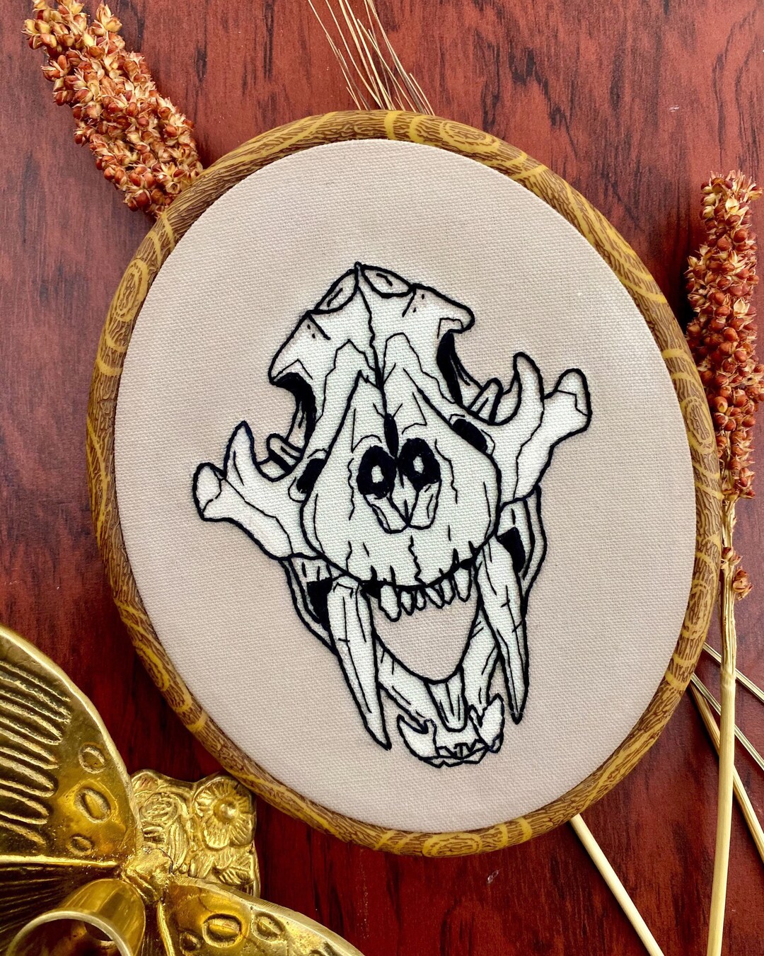 Sabertooth Tiger Skull Hand Embroidery / Oddities and Curiosities Art ...