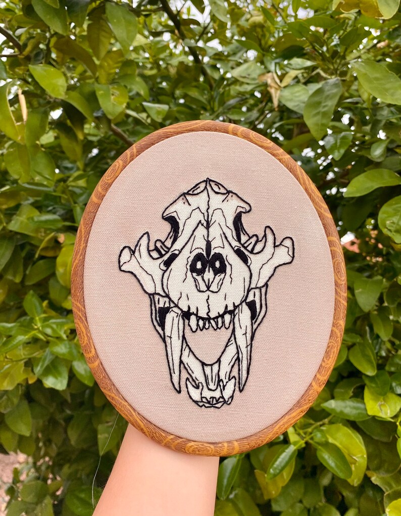 Sabertooth Tiger Skull Hand Embroidery / Oddities and Curiosities Art ...