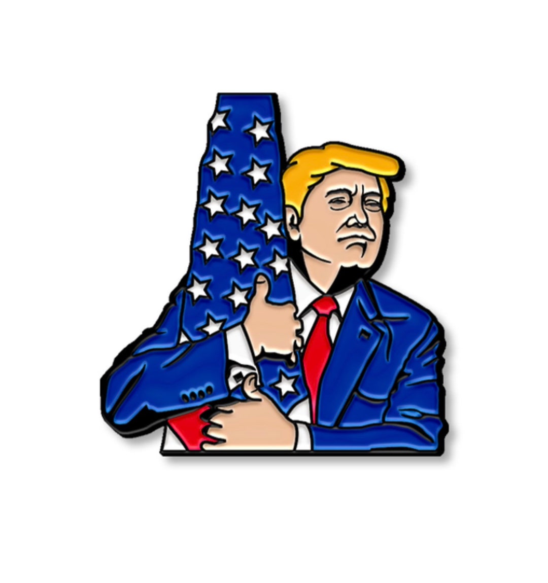 Trump Hugging US Flag Pin - Etsy