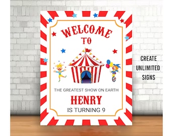 Editable Circus Party Sign, Printable, Carnival Animals Decor, Circus ...