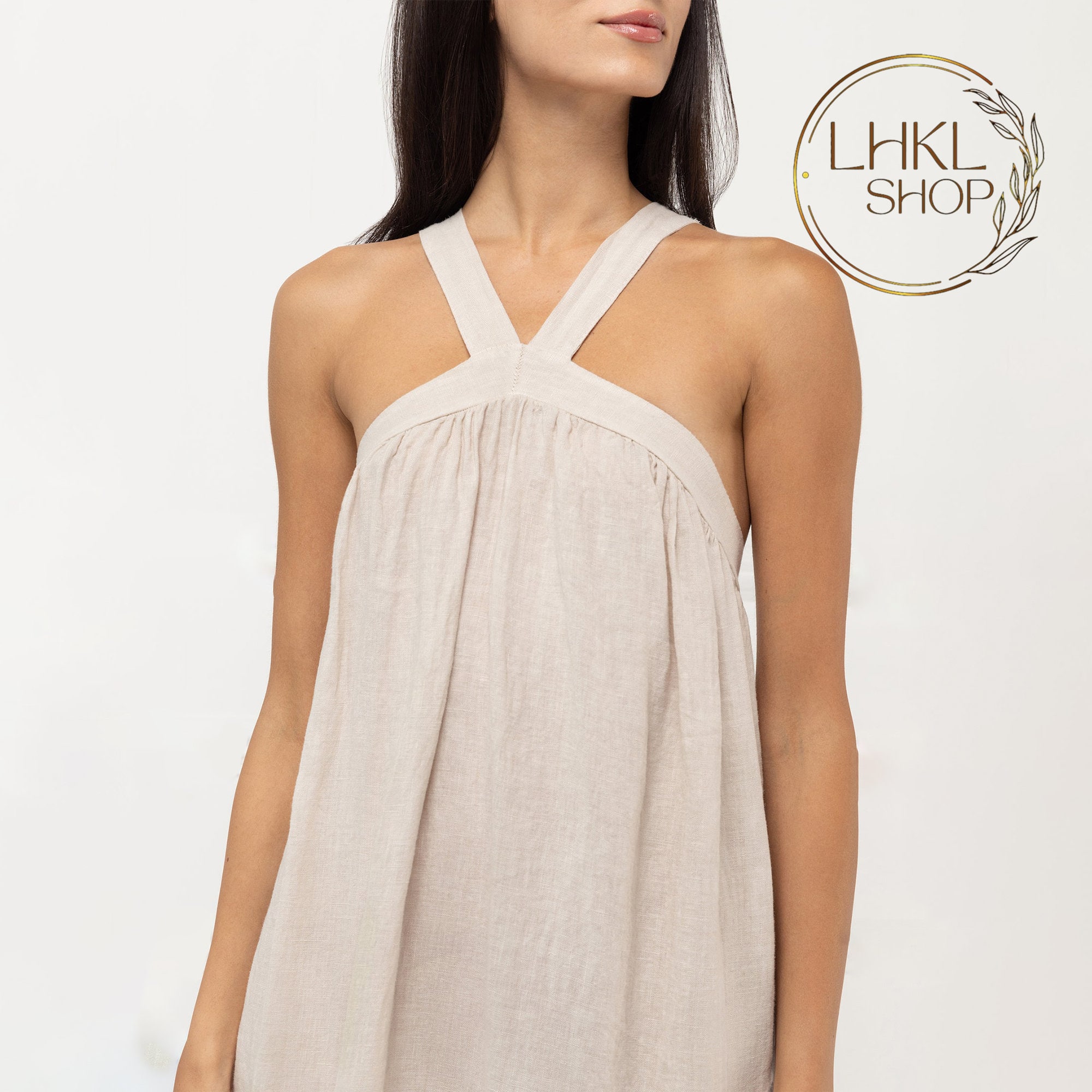 Apron Linen Dress, Midi Linen Dress, Backless Linen Dress, Seattle ...