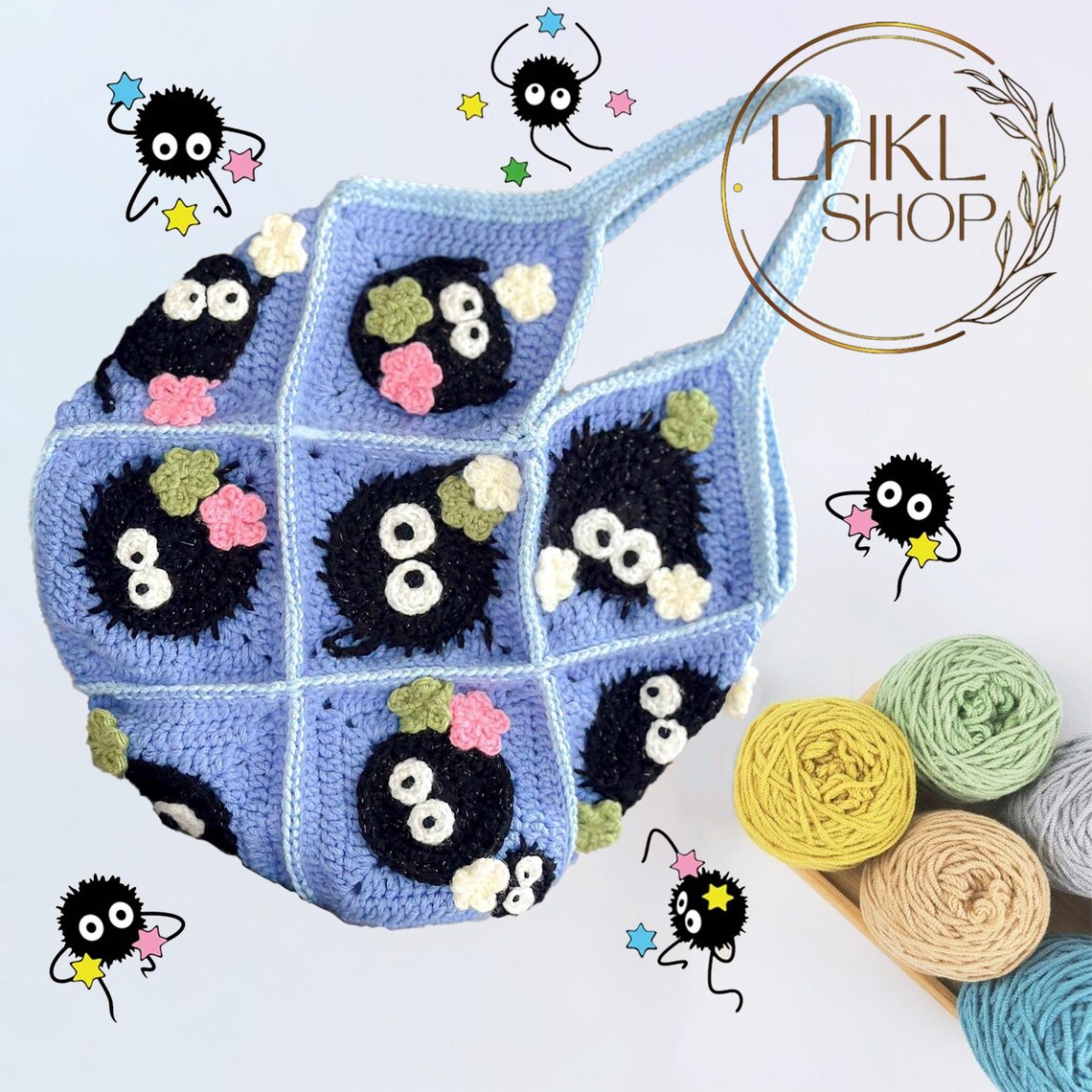Totoro-inspired Crochet Bag, Crochet Tote Bag, Summer Beach Bag, Granny ...