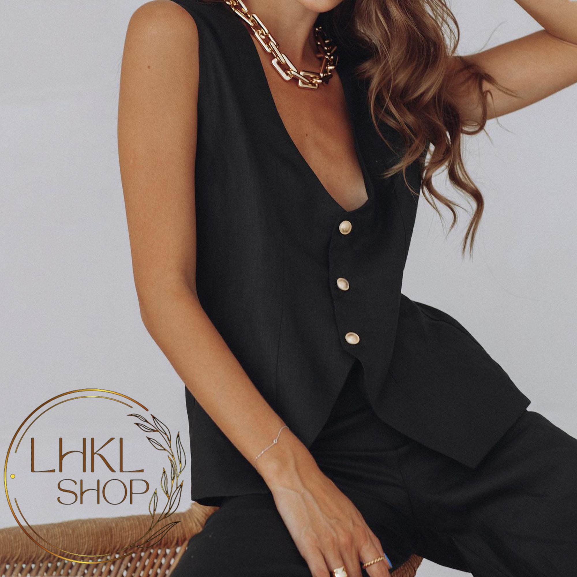 Linen Vest and Trousers Set, Tank Top, Formal Vest, Button Front Top ...