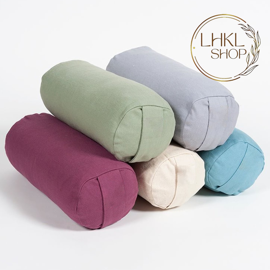 Linen Bolster Case With Zipper and Handle, Round Bolster Cushion Cover ...