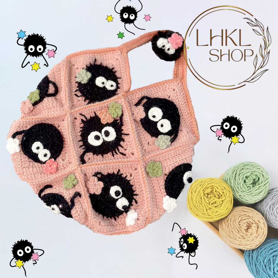 Totoro-inspired Crochet Bag, Crochet Tote Bag, Summer Beach Bag, Granny ...