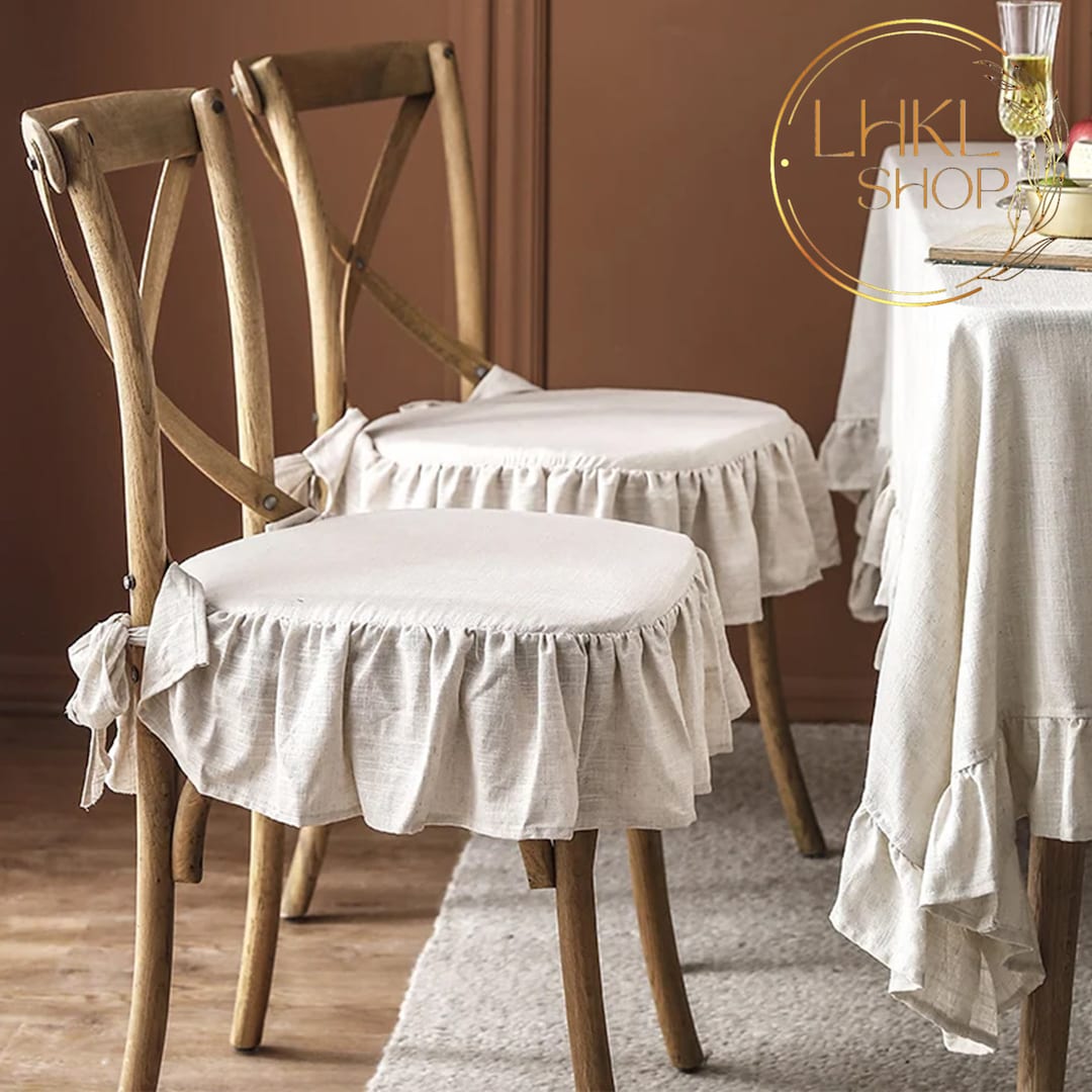 Linen Chair Seat Covers, Slipcovers in Large, Dining Chair Cover ...