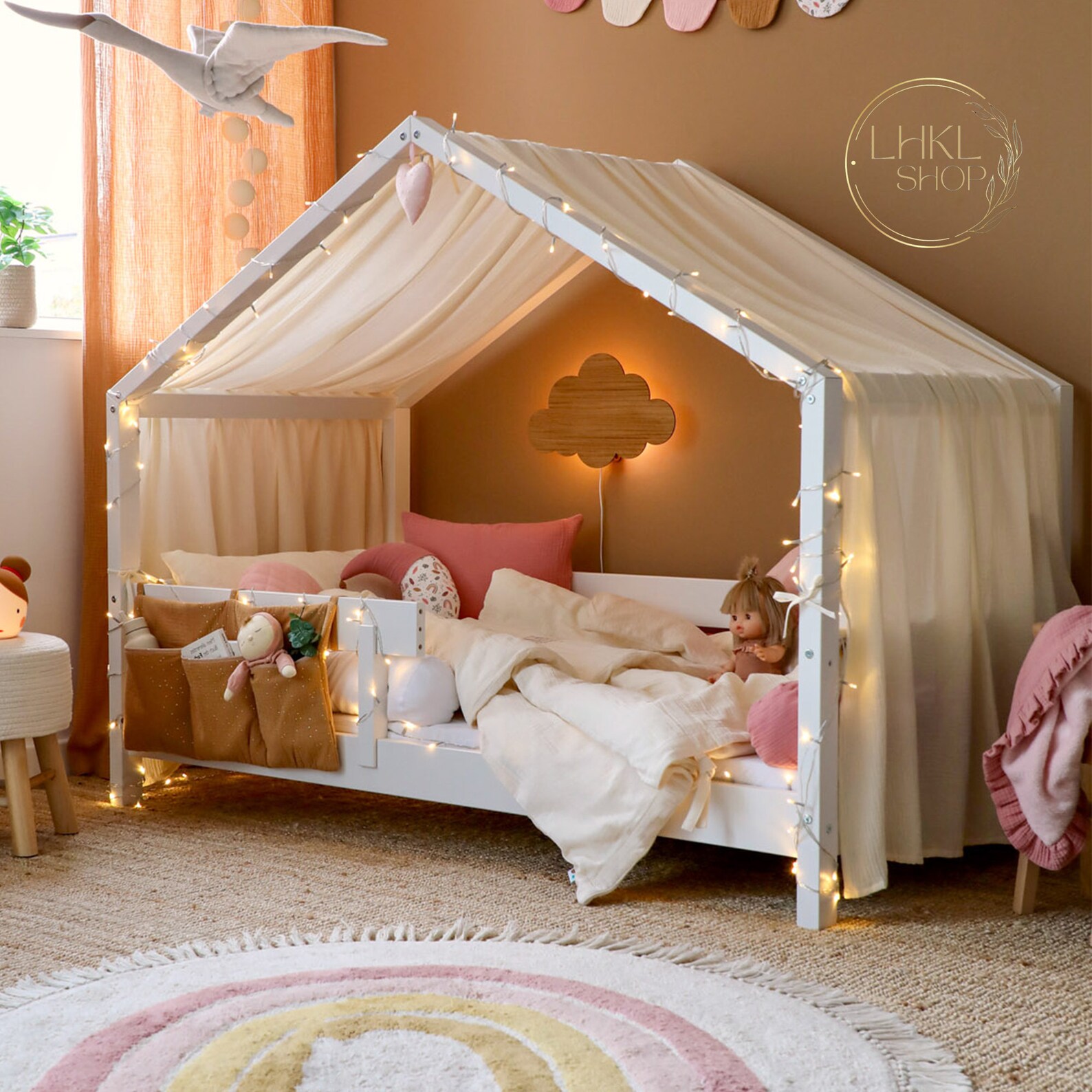 Linen Bed Canopy, Montessori Canopy, Floor Bed Canopy, Playhouse Canopy ...