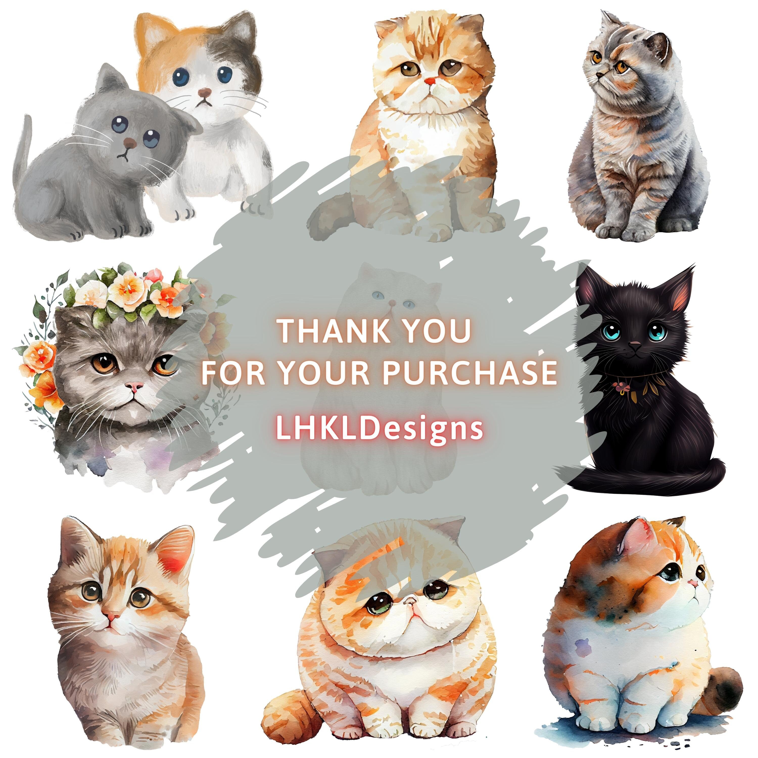 Watercolor Clipart Cats and Dogs, 180 Cute Pets PNG Bundle, 180 ...