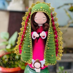 33cm Virgin Mary Crochet Doll, Our Lady of Guadalupe, Holy Mary ...