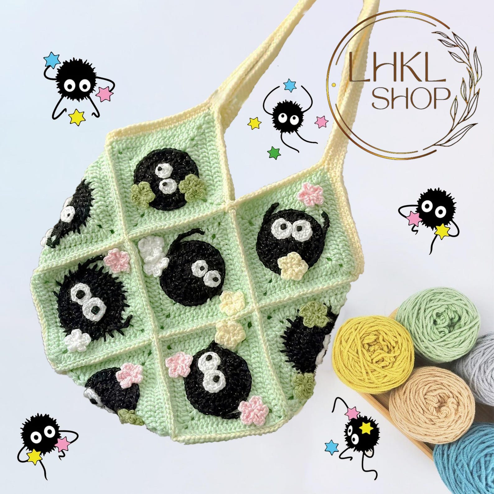 Totoro-inspired Crochet Bag, Crochet Tote Bag, Summer Beach Bag, Granny ...