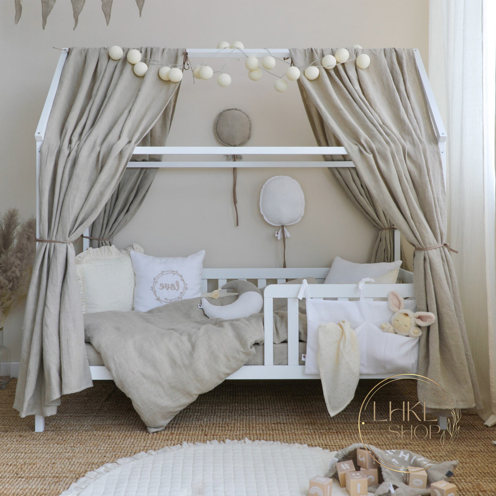 Linen Canopy for Kids, House Bed Toddler, Baldachin Bed Curtains ...