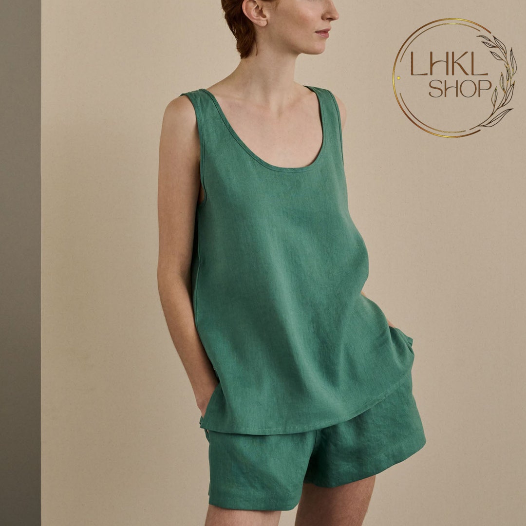 Linen Cami Set, Linen Camisole, Cami Top, Linen Sleepwear, Linen Top ...