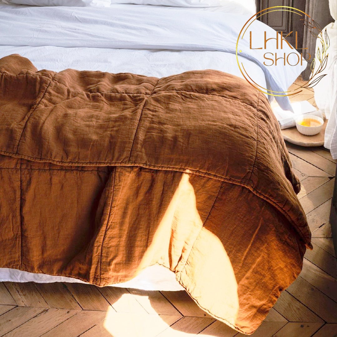 Soft Linen Summer Blanket, Linen Quilted Blanket, Linen Comforter ...