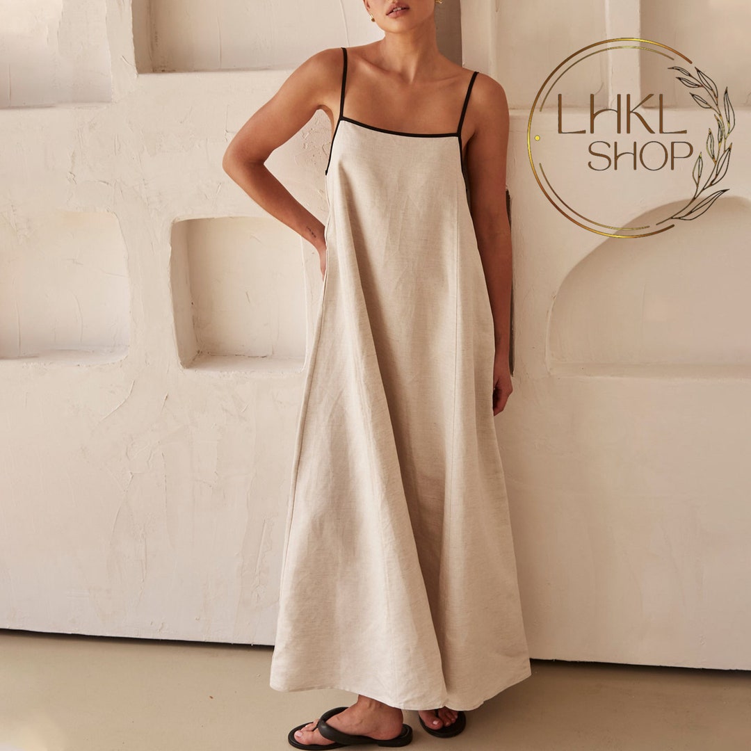 Long Linen Dress, Summer Dress, Linen Maxi Dress, Sleeveless Dress ...
