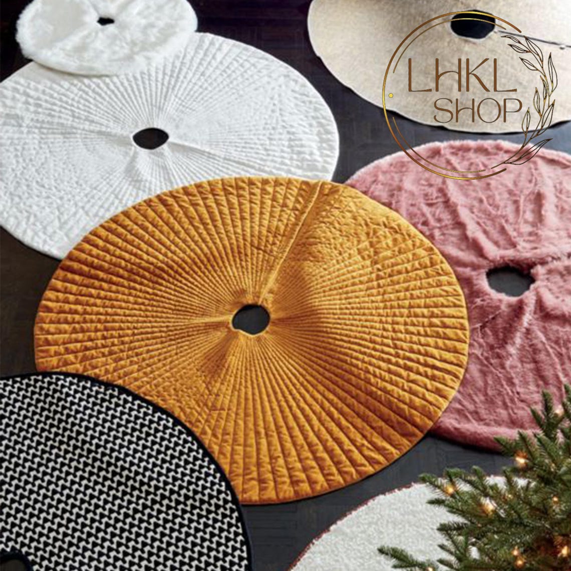 Quilted Linen Tree Skirt, Christmas Tree Skirt, Personalized Tree Skirt ...
