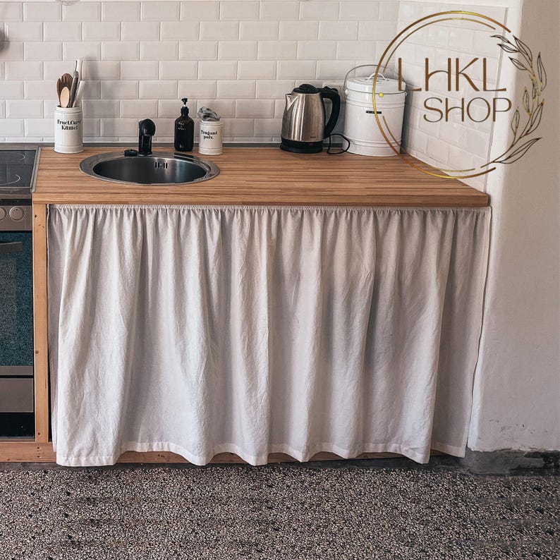 Cafe Linen Drapery, Linen Kitchen Curtains, Home Decor, Shelf Cabinet ...