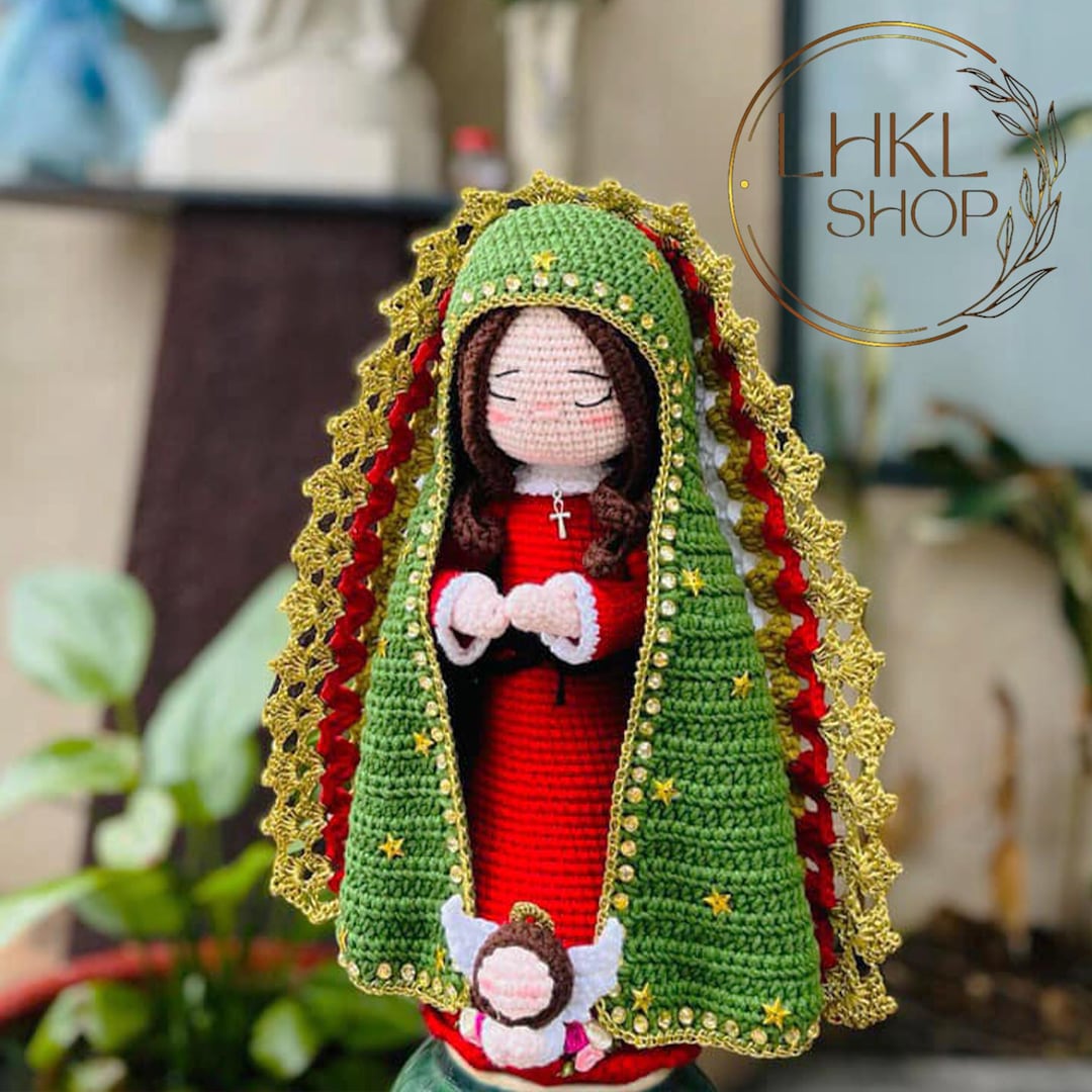 33cm Virgin Mary Crochet Doll, Our Lady of Guadalupe, Holy Mary ...