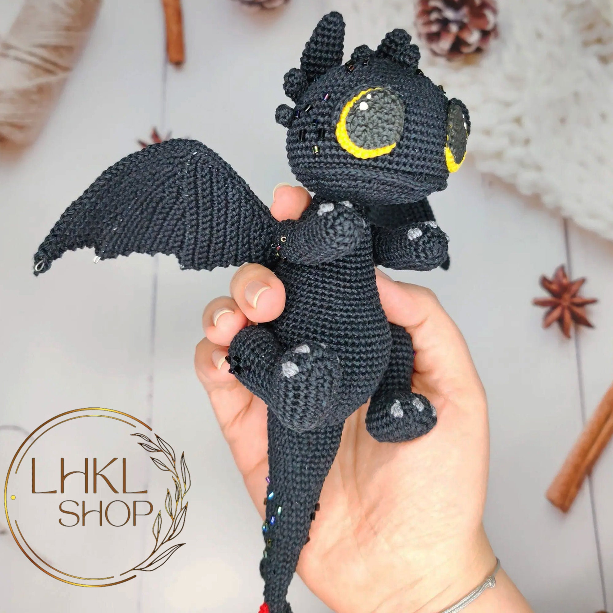 Toothless Crochet, Amigurumi Toothless, Toothless Dragon Plushie, Black ...