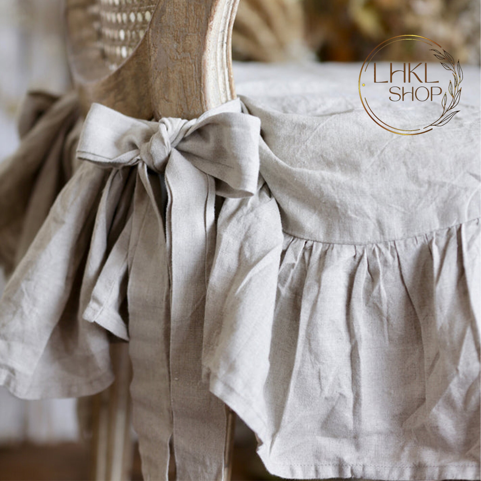 Ruffled Linen Chair Cover, Seat Cover, Chair Protection, Chair Slip ...