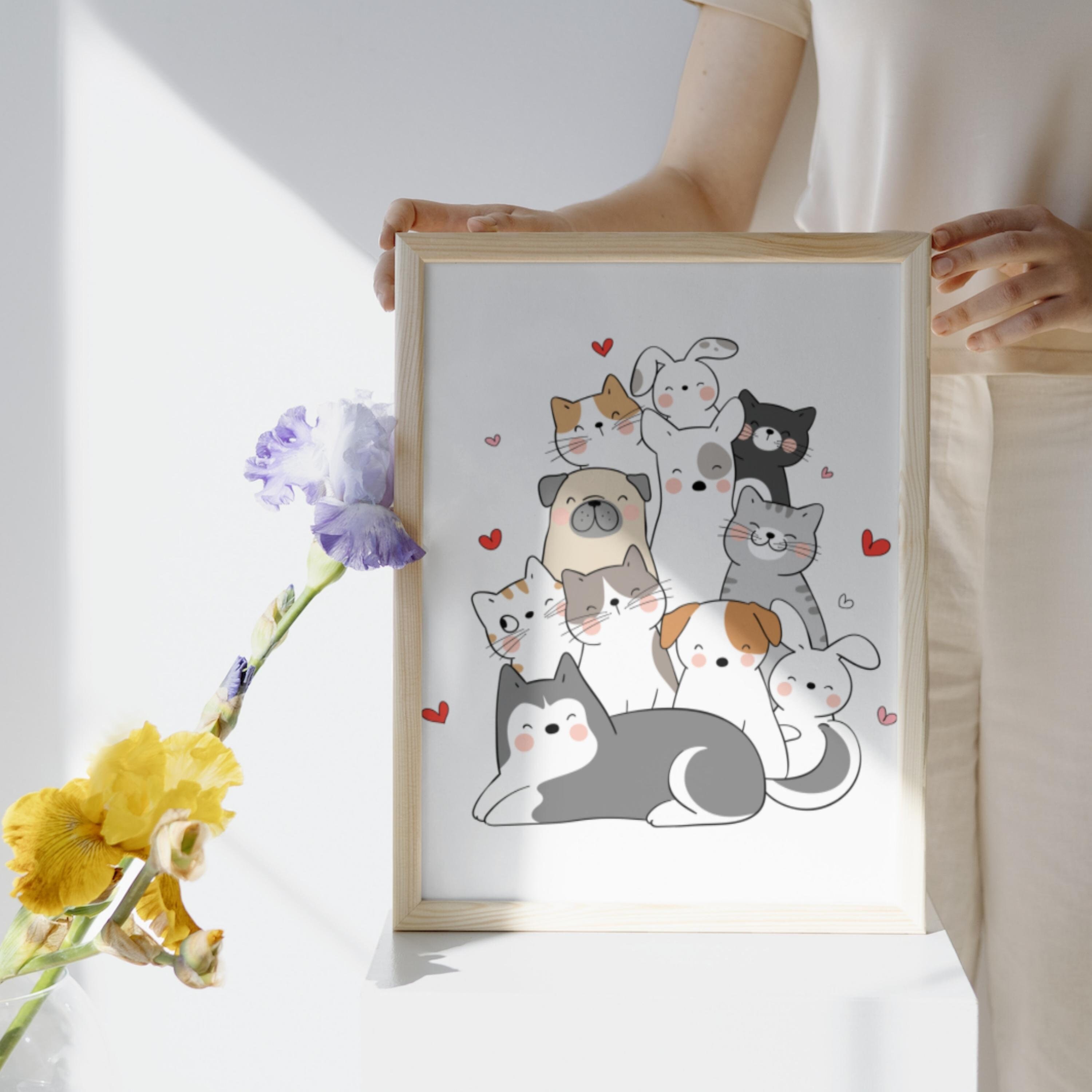 Watercolor Clipart Cats and Dogs, 180 Cute Pets PNG Bundle, 180 ...