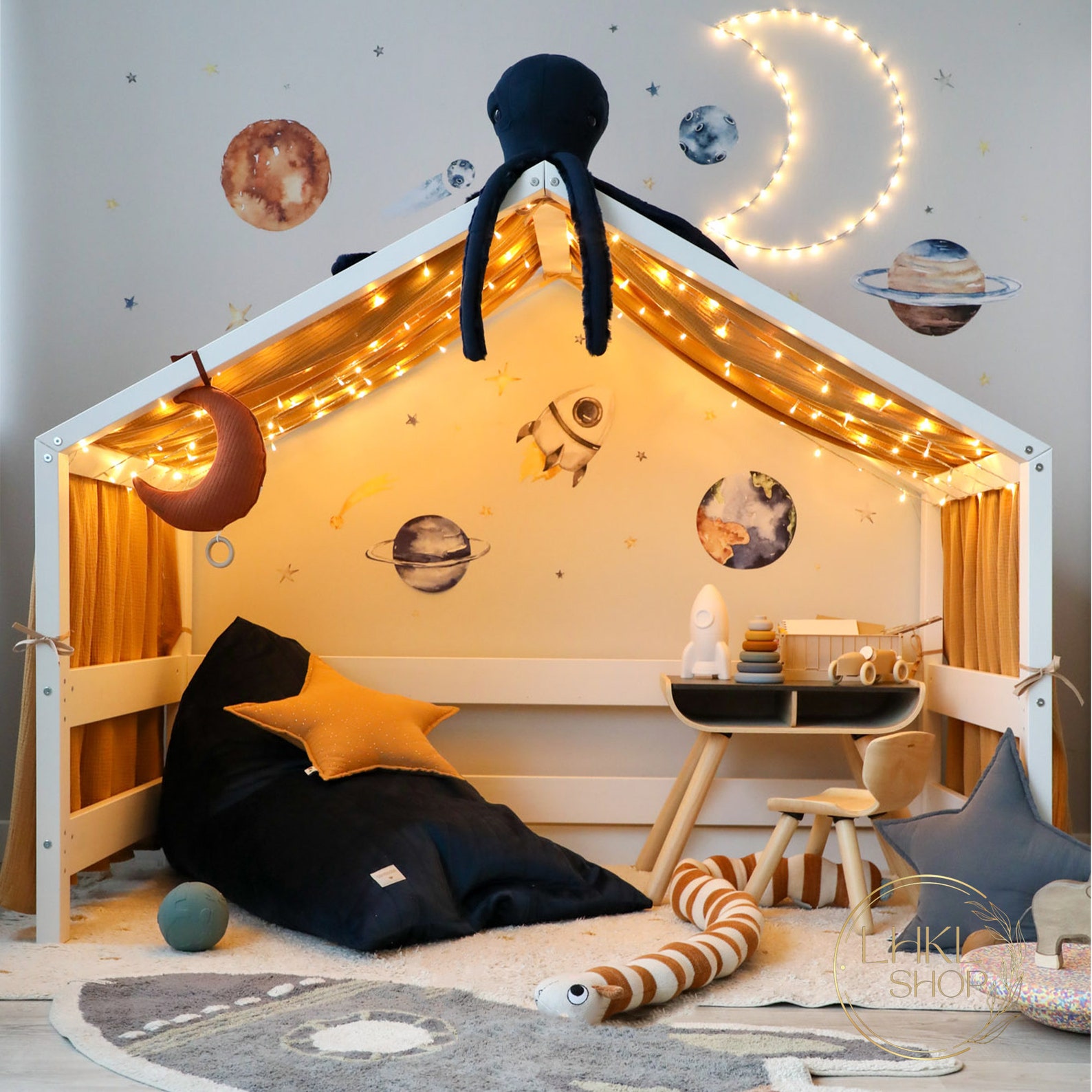 Linen Bed Canopy, Montessori Canopy, Floor Bed Canopy, Playhouse Canopy ...