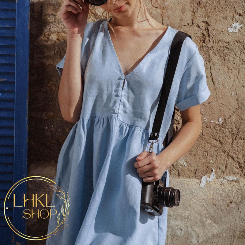 Linen Button Front Dress - Etsy