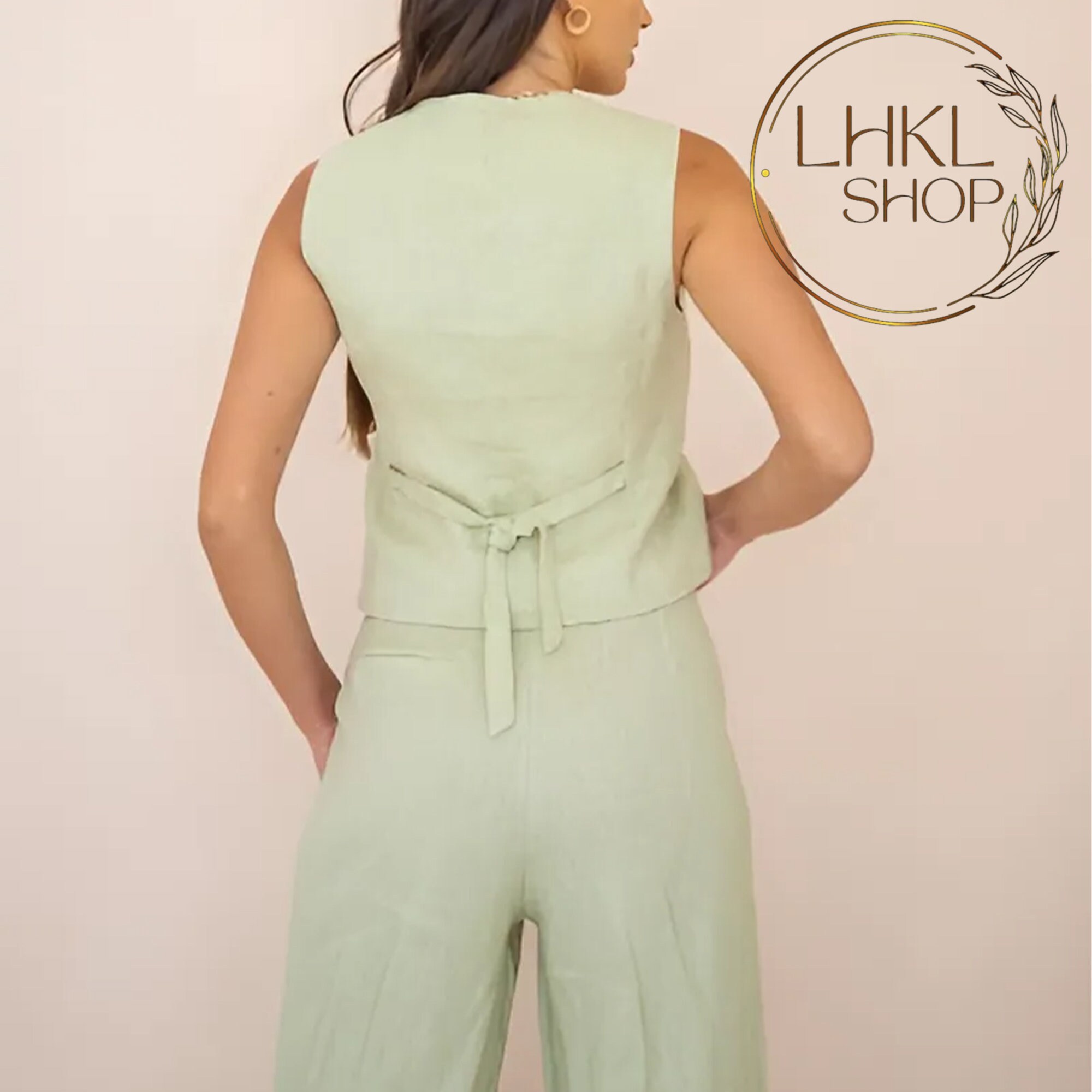 Women Linen Suit Set, Vest and Pants Set, Summer Linen Set, Retro Vest ...