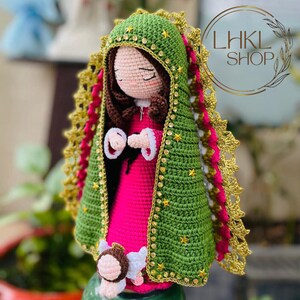 33cm Virgin Mary Crochet Doll, Our Lady of Guadalupe, Holy Mary ...