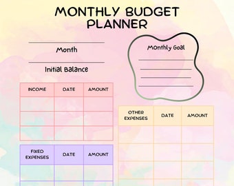 Digital Monthly Budget Planner - Etsy