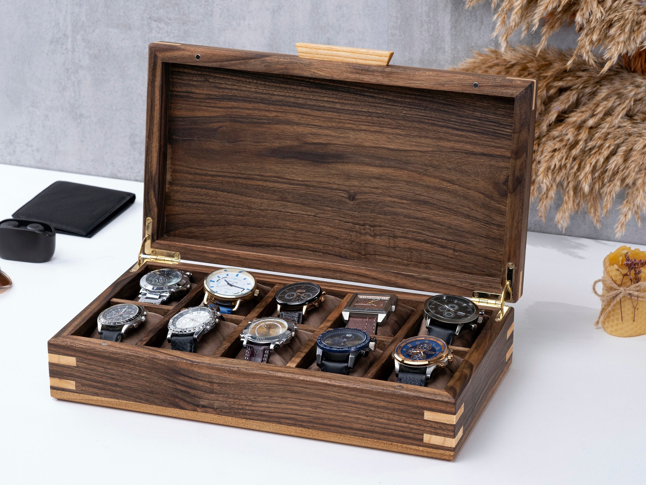 Handmade Walnut Watch Box: Personalised Watch Box, Engraved Watch Box ...