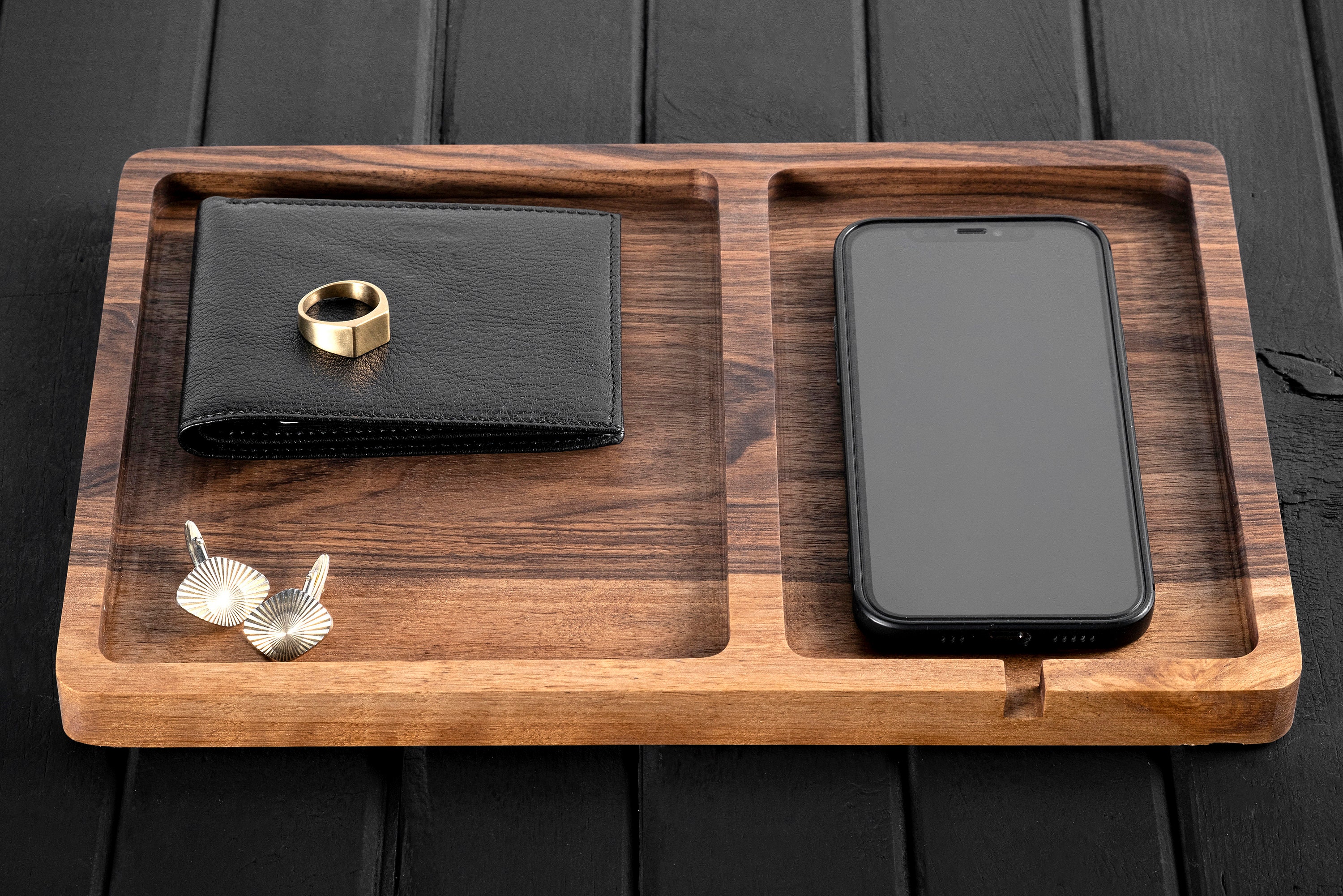 Walnut Valet Tray, Edc Tray, Catch All Tray, Desk Tray, Anniversary ...