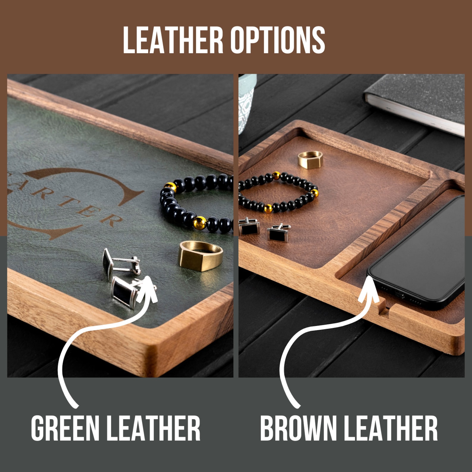 Handmade Walnut Valet Tray, Catch All Tray, Personalized Mens EDC Tray ...