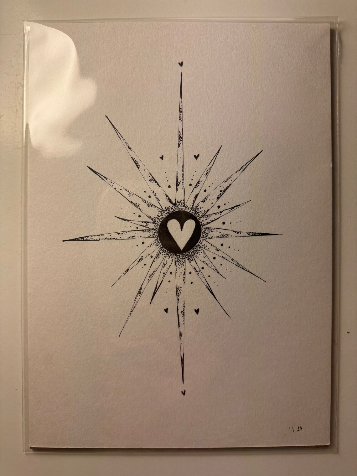 Heart Star Drawing - Etsy