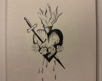 Heart Sword Drawing - Etsy