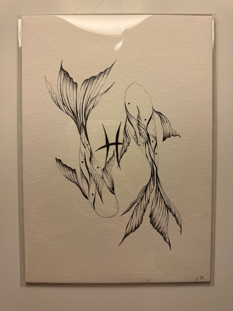 Pisces Drawing - Etsy