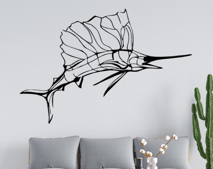 Swordfish Metal Wall Art, Marlin Metal Wall Art, Under the Sea Wall ...