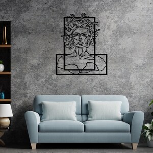 Metal Medusa Line Wall Art, Headboard Metal Wall Art, Mythology Greak ...
