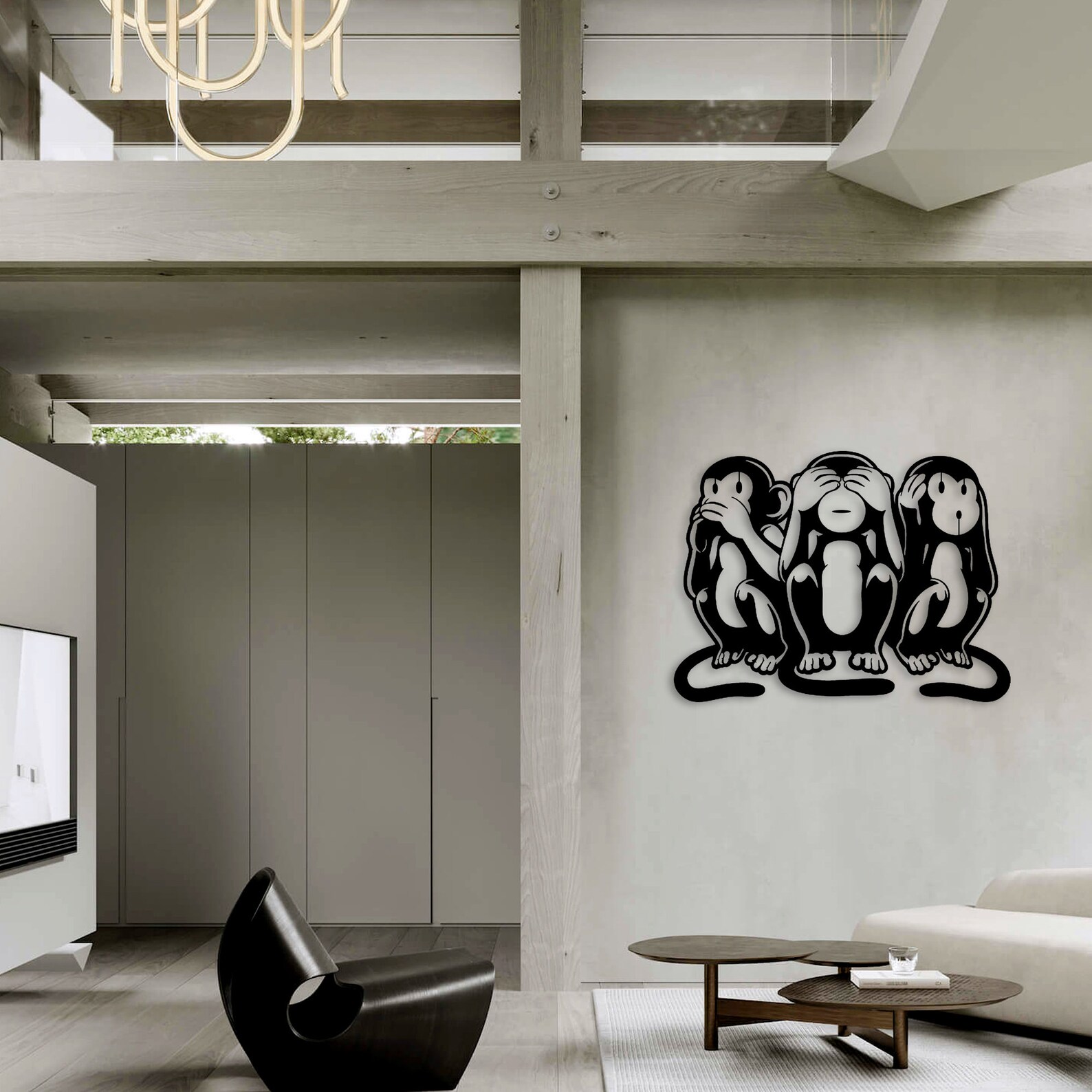 Three Wise Monkeys Wall Art, Monkeys Metal Wall Decor, Animals Metal ...