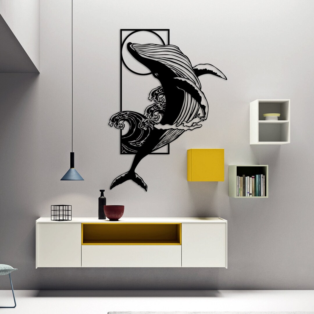 Whale Metal Wall Art, Bathroom Metal Wall Art, Unique Sea Life Wall ...