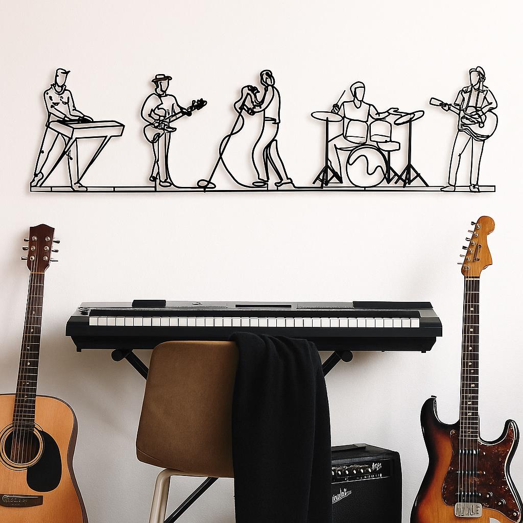 Music Group Metal Line Art - Rock-n-roll Iconic Wall Decor - Gift for ...