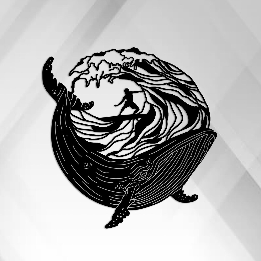 Wave and Whale Metal Wall Art, Surfing Metal Wall Decor, Ocean Lovers ...