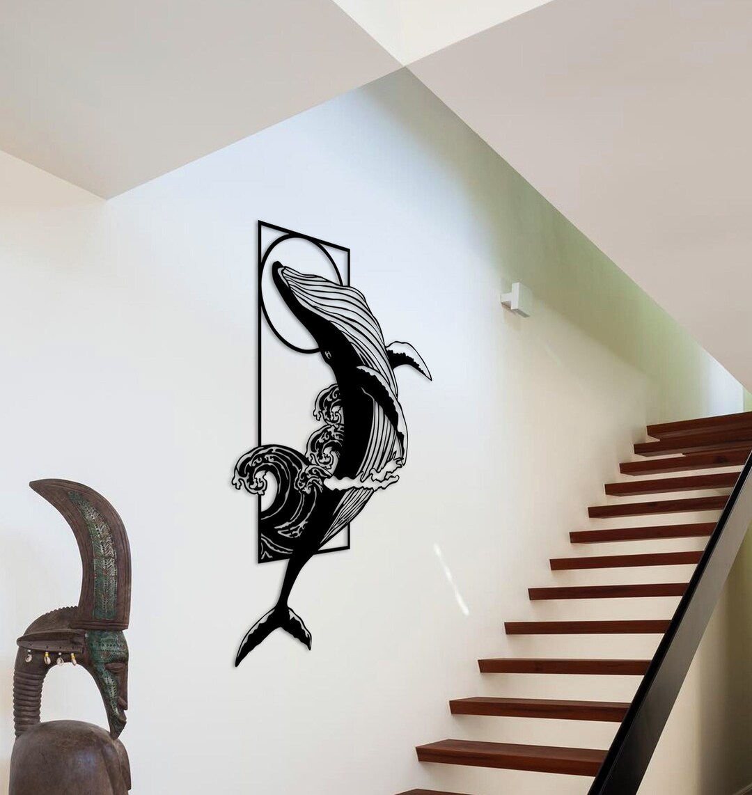 Whale Metal Wall Art, Bathroom Metal Wall Art, Unique Sea Life Wall ...