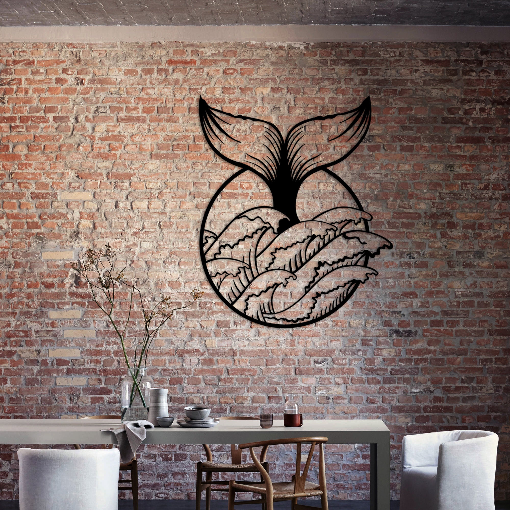 Ocean Metal Wall Art Whale and Wave Metal Wall Deco Moby - Etsy