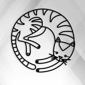 Cat Metal Line Wall Art, Cat Metal Wall Decor, Cat Lovers Wire Wall ...