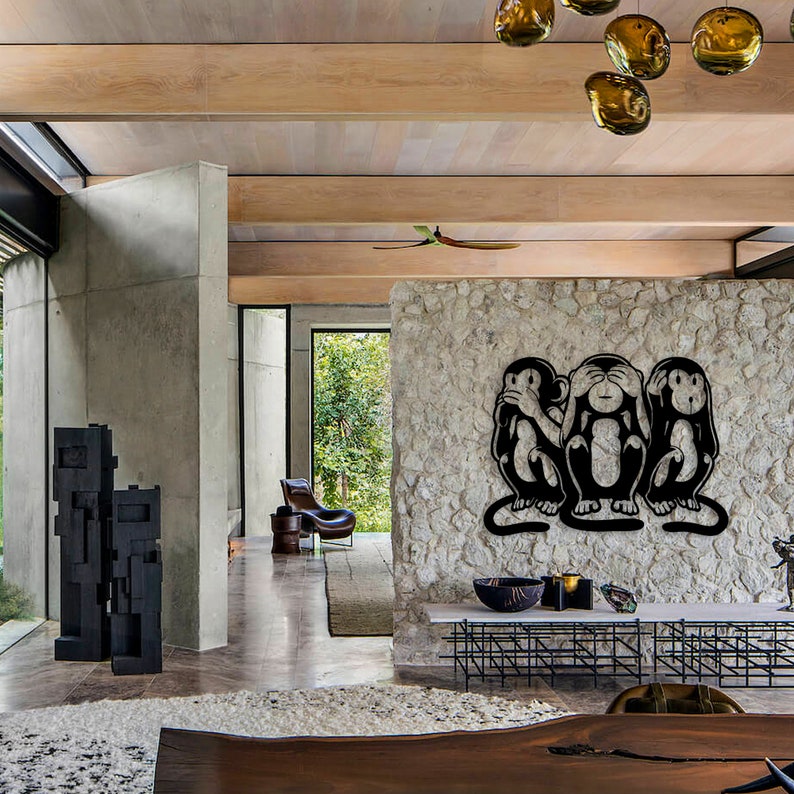 Three Wise Monkeys Metal Wall Art: Iconic Steel Decor - Etsy