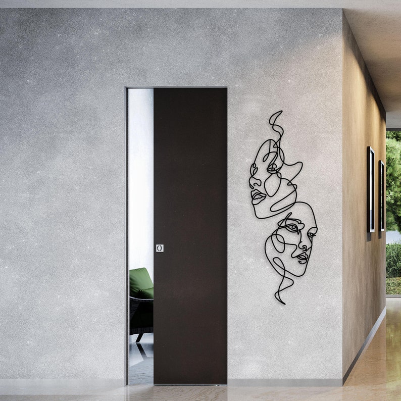 Line Art Woman Face Metal Wall Decor: Modern Steel Headboard - Etsy