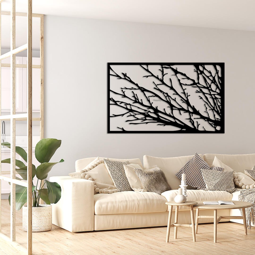 Tree Metal Wall Art, Tree Branches Metal Wall Art, Black Metal Wall ...
