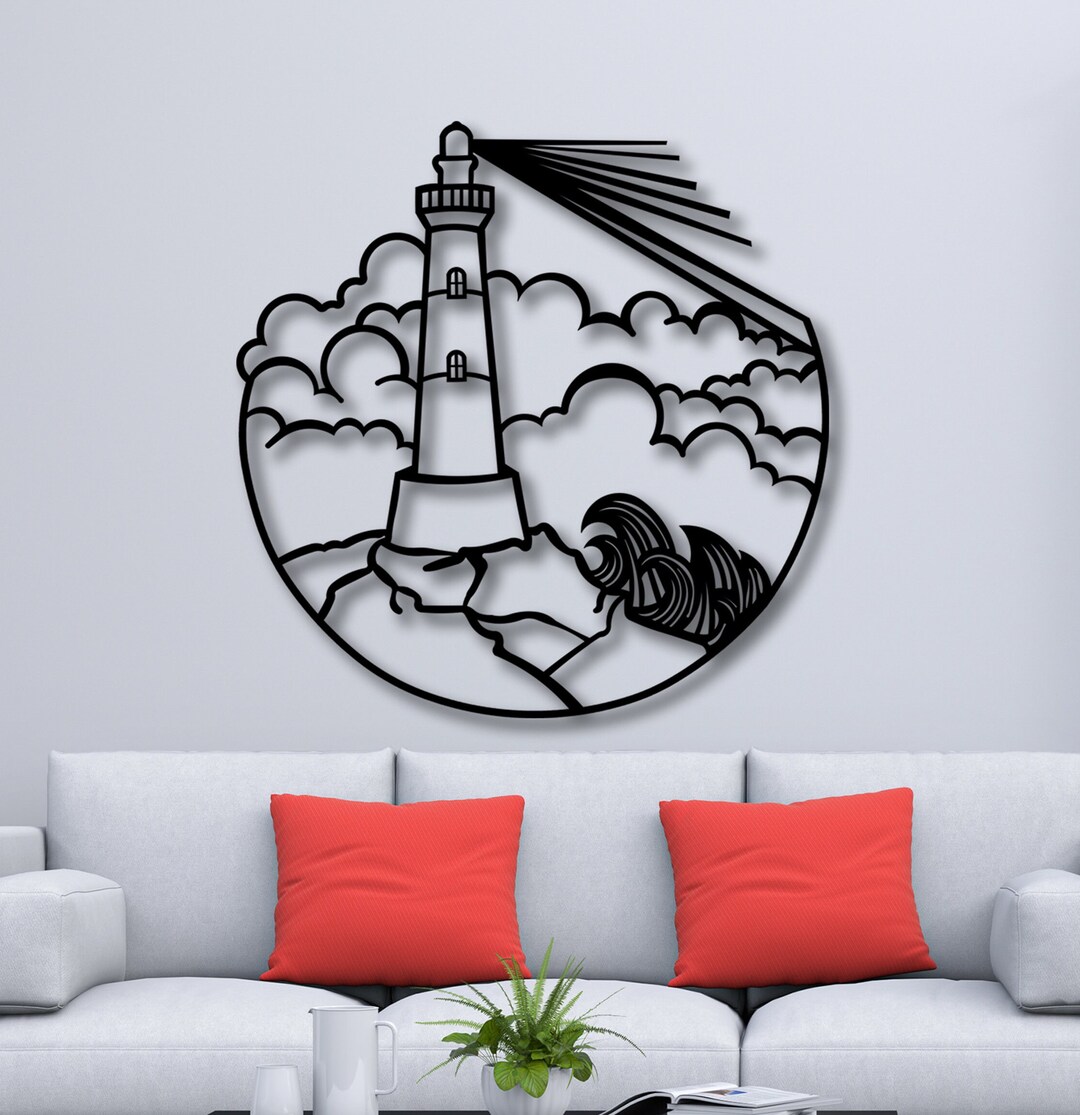 Lighthouse Metal Wall Art, Sea Life Lovers Metal Wall Decor, Unique ...