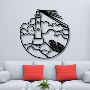 Lighthouse Metal Wall Art, Sea Life Lovers Metal Wall Decor, Unique ...